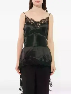 Givenchy Lace Embroidered Spaghetti Strap Top - Black