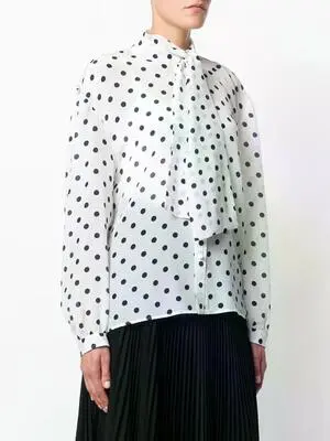 Balenciaga Gathered Polka Dot Blouse