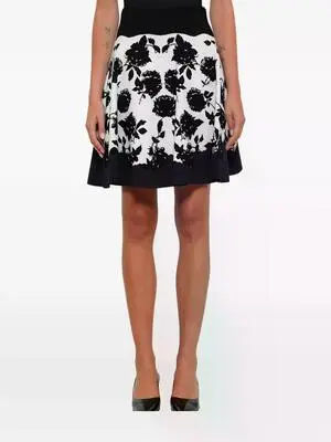 Alexander McQueen Floral A-line Skirt - Black