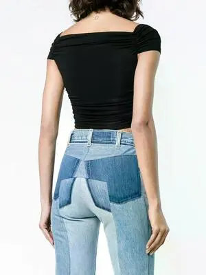 Off-White Off-shoulder Ruched Cropped Top