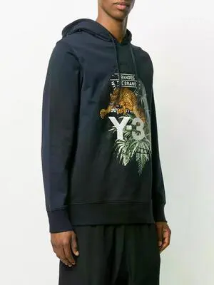Y3 Leopard Print Cotton Hoodie