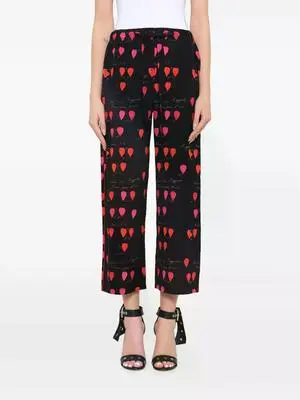 Alexander McQueen Silk Floral Print Cropped Trousers
