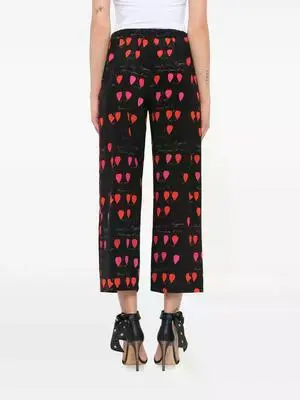 Alexander McQueen Silk Floral Print Cropped Trousers