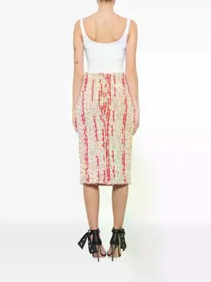 Alexander McQueen Tweed Cocoon Skirt With Frayed Edges