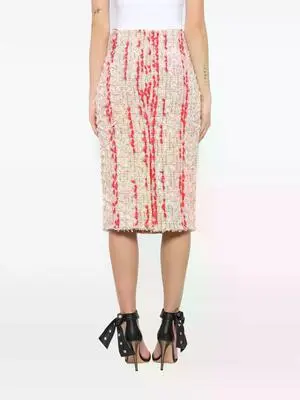 Alexander McQueen Tweed Cocoon Skirt With Frayed Edges