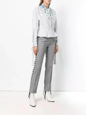 Off-White Striped Shirt With Scarf Collar