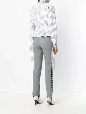 Off-White Striped Shirt With Scarf Collar