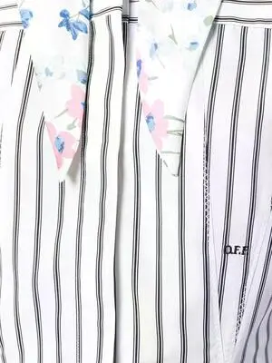 Off-White Striped Shirt With Scarf Collar