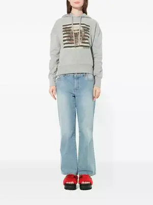 Alexander McQueen Butterfly & Skull Printed Hoodie - Grey
