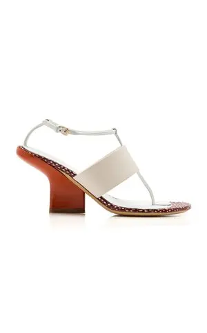 Dries Van Noten Leather Heeled Sandals With Buckled T-strap
