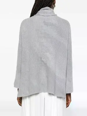 LA JULIE CASHMERE Ribbed Knit Roll-neck Sweater