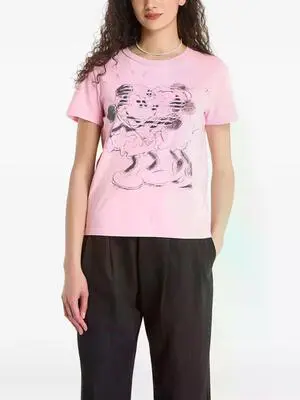 Desigual Heart Print Short Sleeve T-shirt - Pink