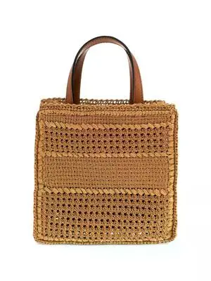 Moschino Embroidered Woven Tote Bag