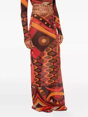 Emilio Pucci Vivara Print Long Tulle Skirt - Red
