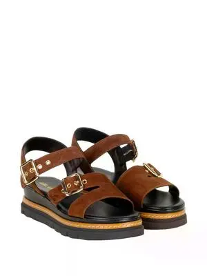 LUCA GROSSI Buckle-fastening Suede Platform Sandals