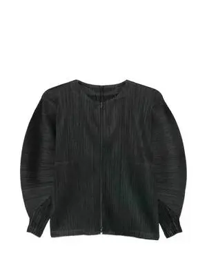 Issey Miyake Pleated Sculptural Sleeve Jacket - Black