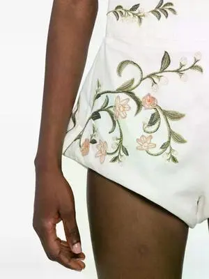 Agua Bendita Gatti Valle Embroidered Linen Shorts - Neutrals