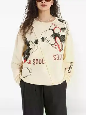 Desigual Mickey And Minnie Mouse Graphic Print Sweatshirt - Neutrals