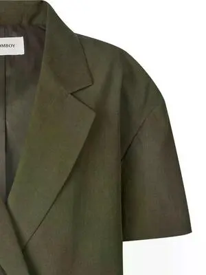 STUDIO TOMBOY Double-breasted Short-sleeve Oversized Jacket - Green
