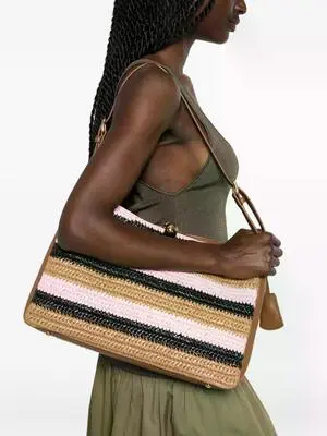 Furla Striped Woven Shoulder Bag - Neutrals