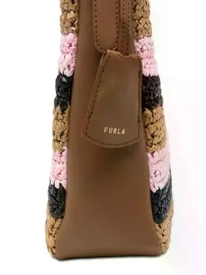 Furla Striped Woven Shoulder Bag - Neutrals