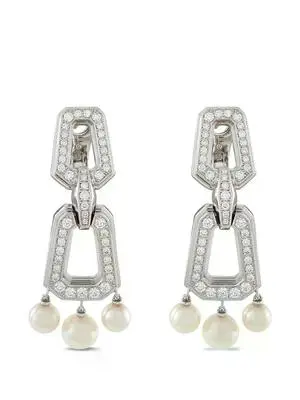 Cartier Chandra Diamond And Pearl Necklace And Earring Set