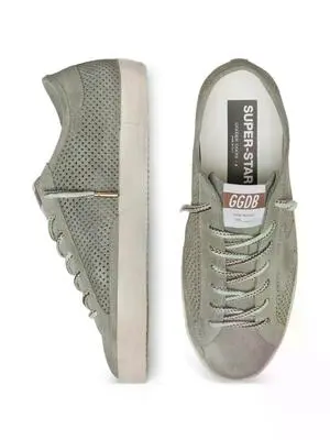 GOLDEN GOOSE Super-star Perforated Suede Sneakers With Tone-on-tone Star - Green