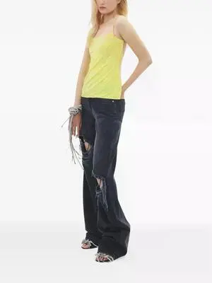 AREA Crystal Embellished Spaghetti Strap Top - Yellow