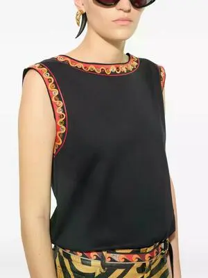 Emilio Pucci Sleeveless Cotton T-shirt With Printed Detail - Black