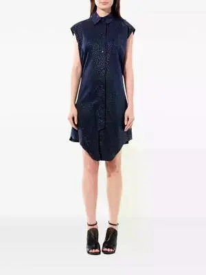 Balenciaga Sleeveless Perforated Detail Dress - Blue