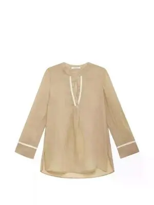Malìparmi Grosgrain-trim Ramie Blouse - Neutrals