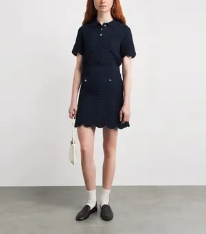 Sandro Knitted Mini Skirt With Gold-tone Buttons - Blue