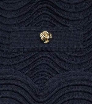 Sandro Knitted Mini Skirt With Gold-tone Buttons - Blue