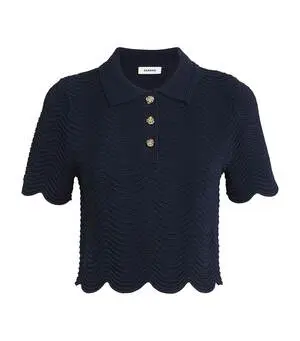 Sandro Knitted Polo Crop Top