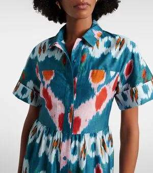 Erdem Printed Tiered Cotton Shirt Dress