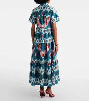 Erdem Printed Tiered Cotton Shirt Dress