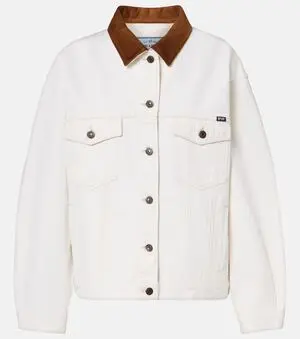 Prada Suede-trimmed Denim Jacket