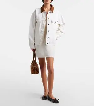 Prada Suede-trimmed Denim Jacket
