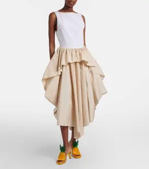 Loewe Cotton Poplin Midi Dress - Beige