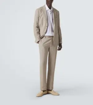 Sunspel Linen Straight Leg Trousers