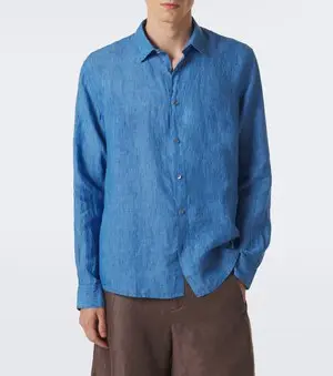 Sunspel Linen Shirt - Blue