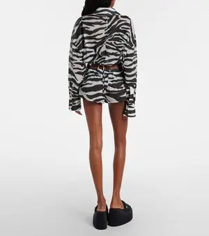 Attico Zebra-print Cotton Muslin Shorts - Black