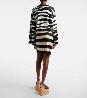 Attico Knitted Zebra-print Minidress