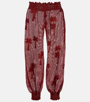 Johanna Ortiz Embroidered Mesh Balloon Trousers - Red