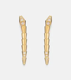 BVLGARI Serpenti Viper 18kt Yellow Drop Earrings With Pavé Diamonds - Gold