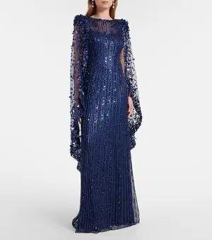 Jenny Packham Embellished Gown - Blue