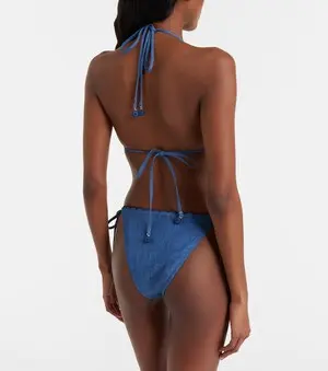Zimmermann Aster Embroidered Denim Two-piece Set - Blue
