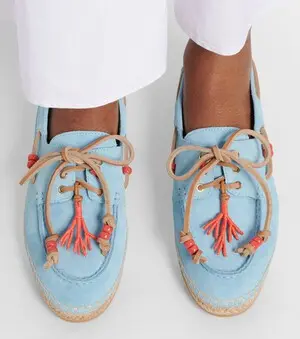 AQUAZZURA Seafarer Beaded Suede Espadrilles