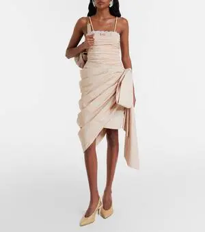 Chloé Bow-detail Cotton Poplin Midi Skirt - Beige
