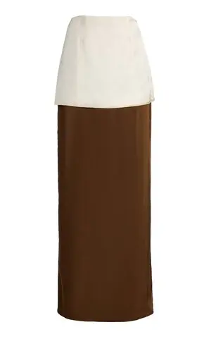 Bevza Double-layer Satin Maxi Skirt - Multi